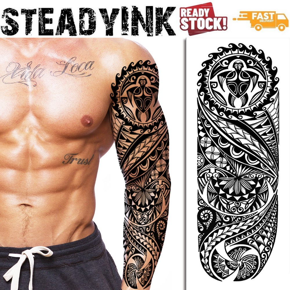 [𝚂𝚝𝚎𝚊𝚍𝚢𝙸𝙽𝙺] Full Sleeve Tattoo Sticker | Maori Samoan Polynesian | Body ...