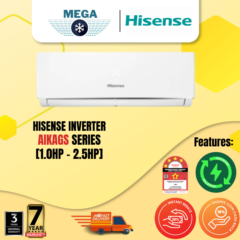 HISENSE 1.0HP - 2.5HP R32 AIR COND AIKAGS SERIES INVERTER AIRCOND ...