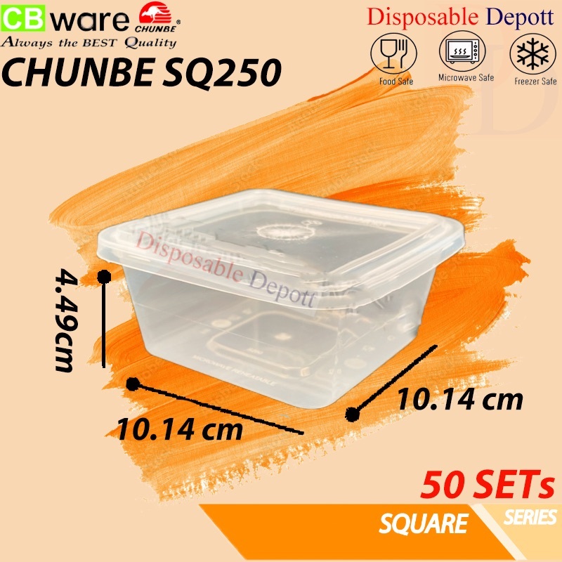 CHUNBE SQ250 Square Disposable Plastic Food Container【50sets± ]/Bekas ...