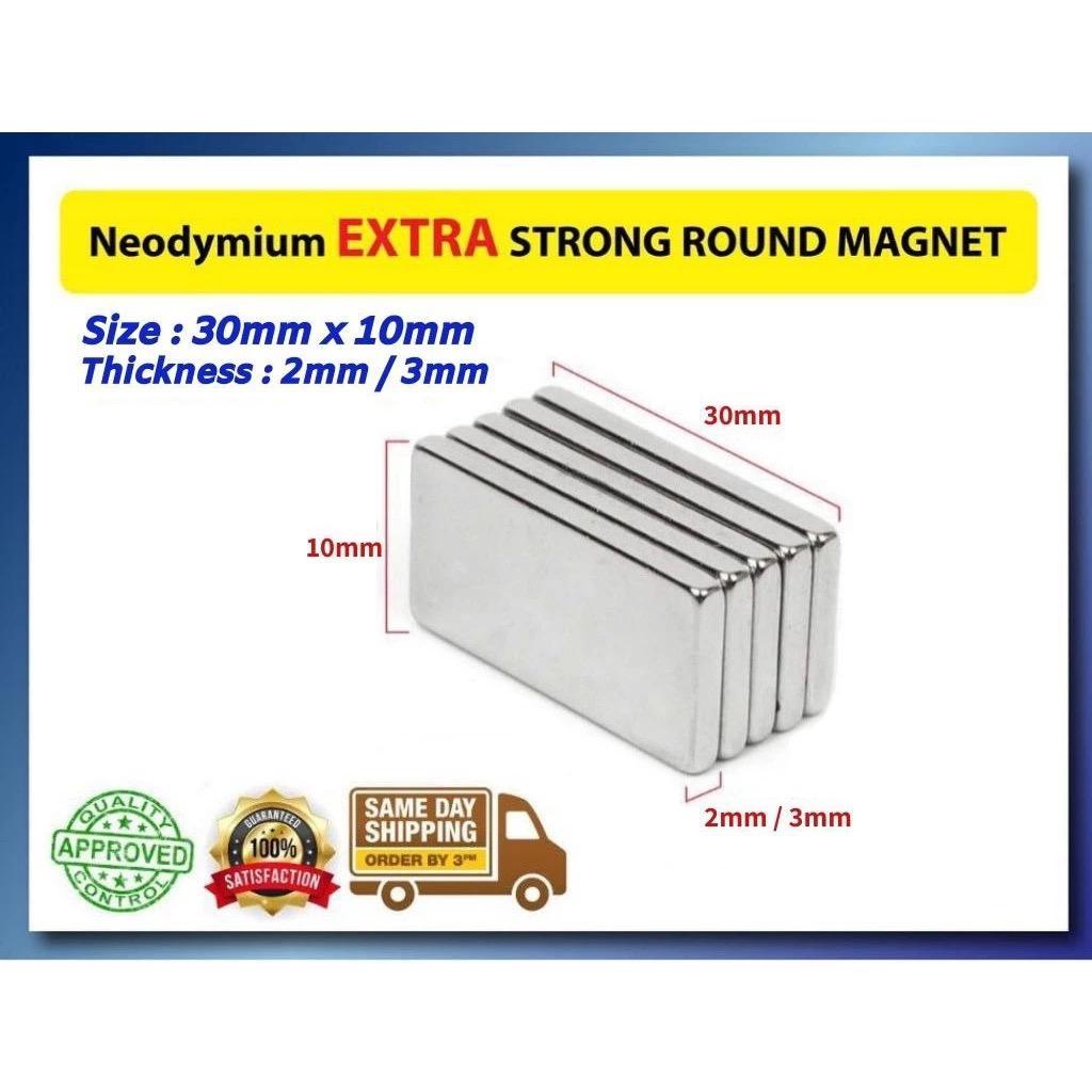 30MM x 10MM x 2MM/3MM SUPER STRONG Block Magnet / Rectangular Magnet ...