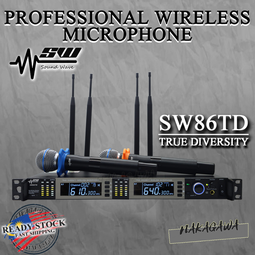 SOUNDWAVE SW-86TD DIGITAL UHF 2CH WIRELESS MICROPHONE SYSTEM, WIRELESS ...