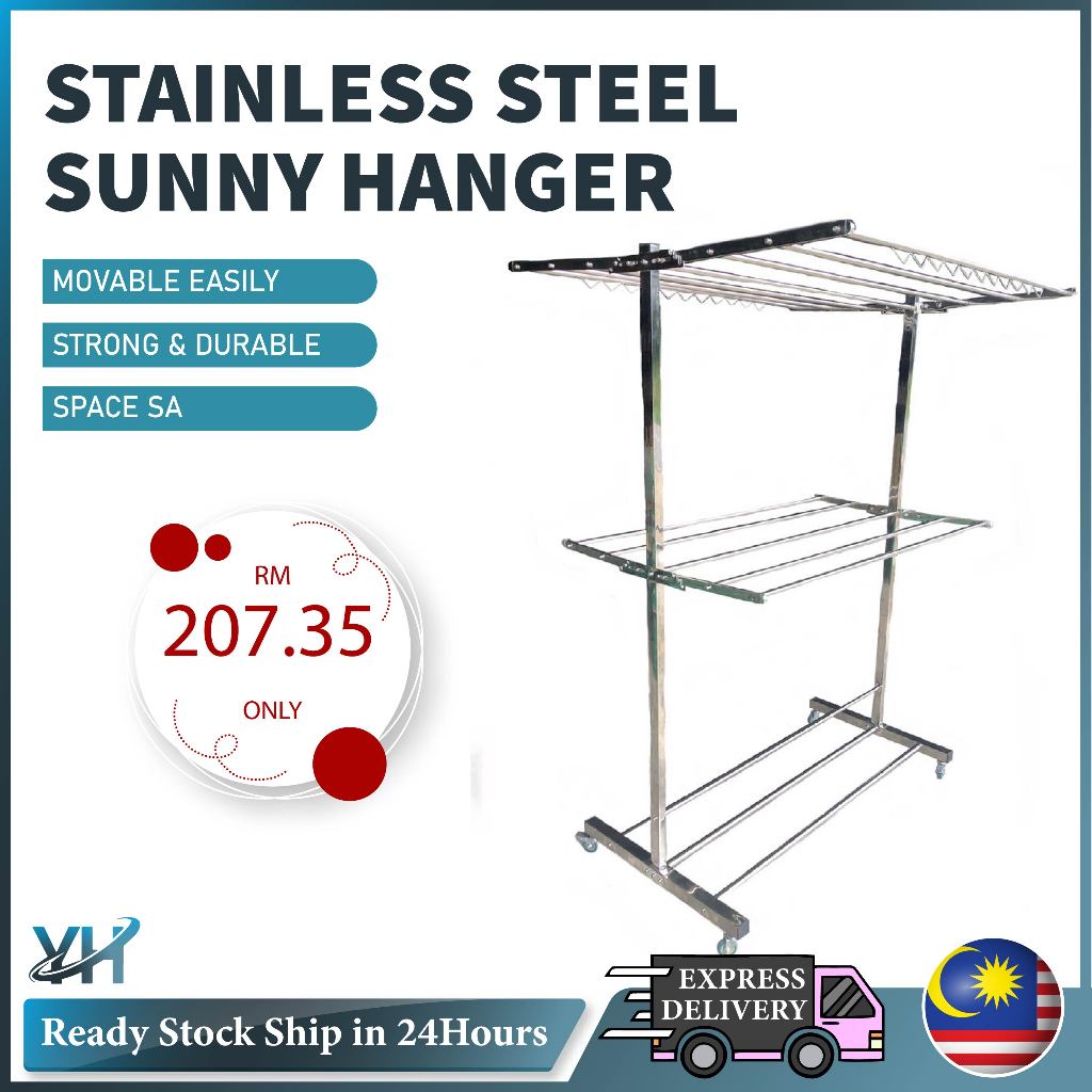 MOBILITY STAINLESS STEEL CLOTH HANGER FOLDABLE DRYING RACK OUTDOOR RAK ...