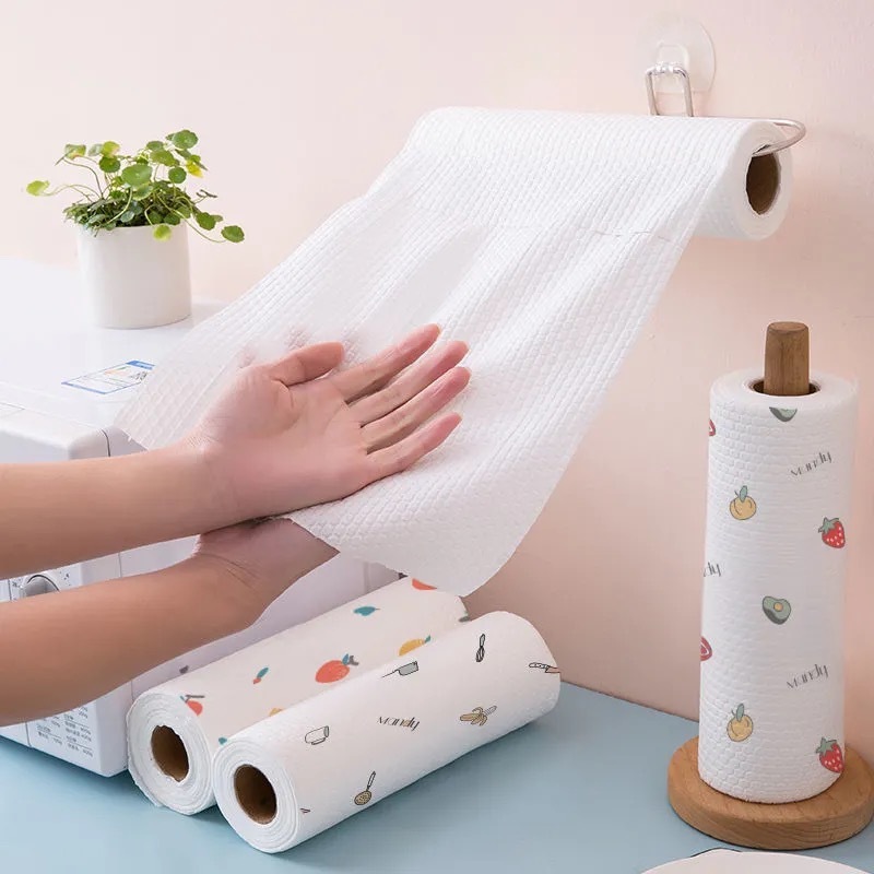 Roll Cleaning Cloths Lazy Rags Dry Washable Disposable Dish Paper Towel ...