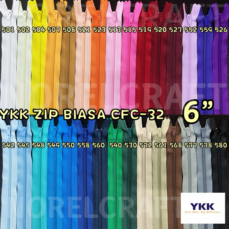 [12PCS/1DOZ] 6" CFC-32 YKK ZIP BIASA/ YKK NORMAL ZIP/YKK ZIP KAIN BIASA ...