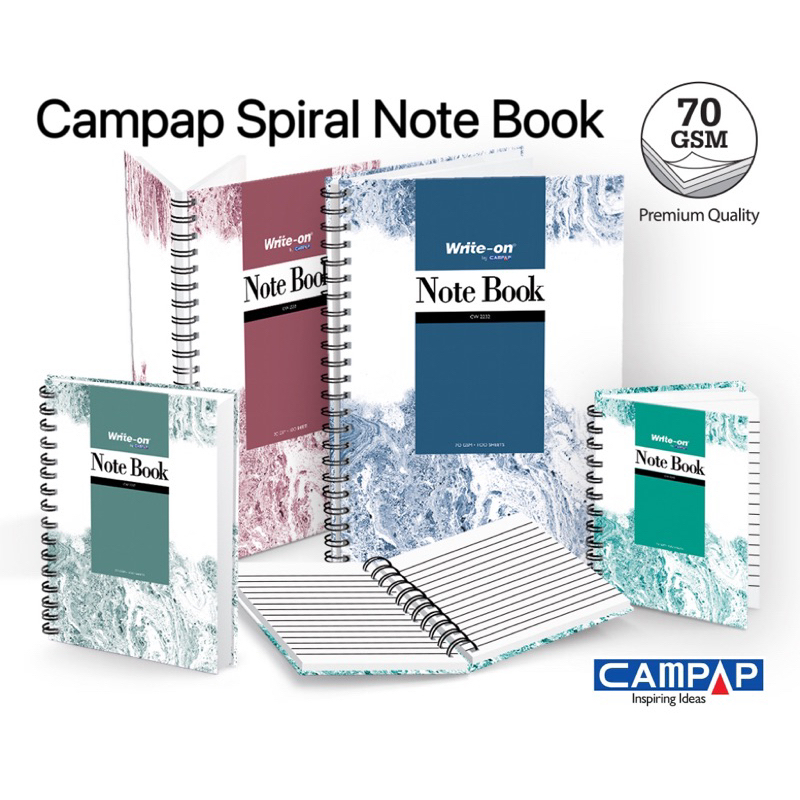 Campap Write On Spiral NoteBook/O Ring Notebook/Bound/Soft Cover/Single ...