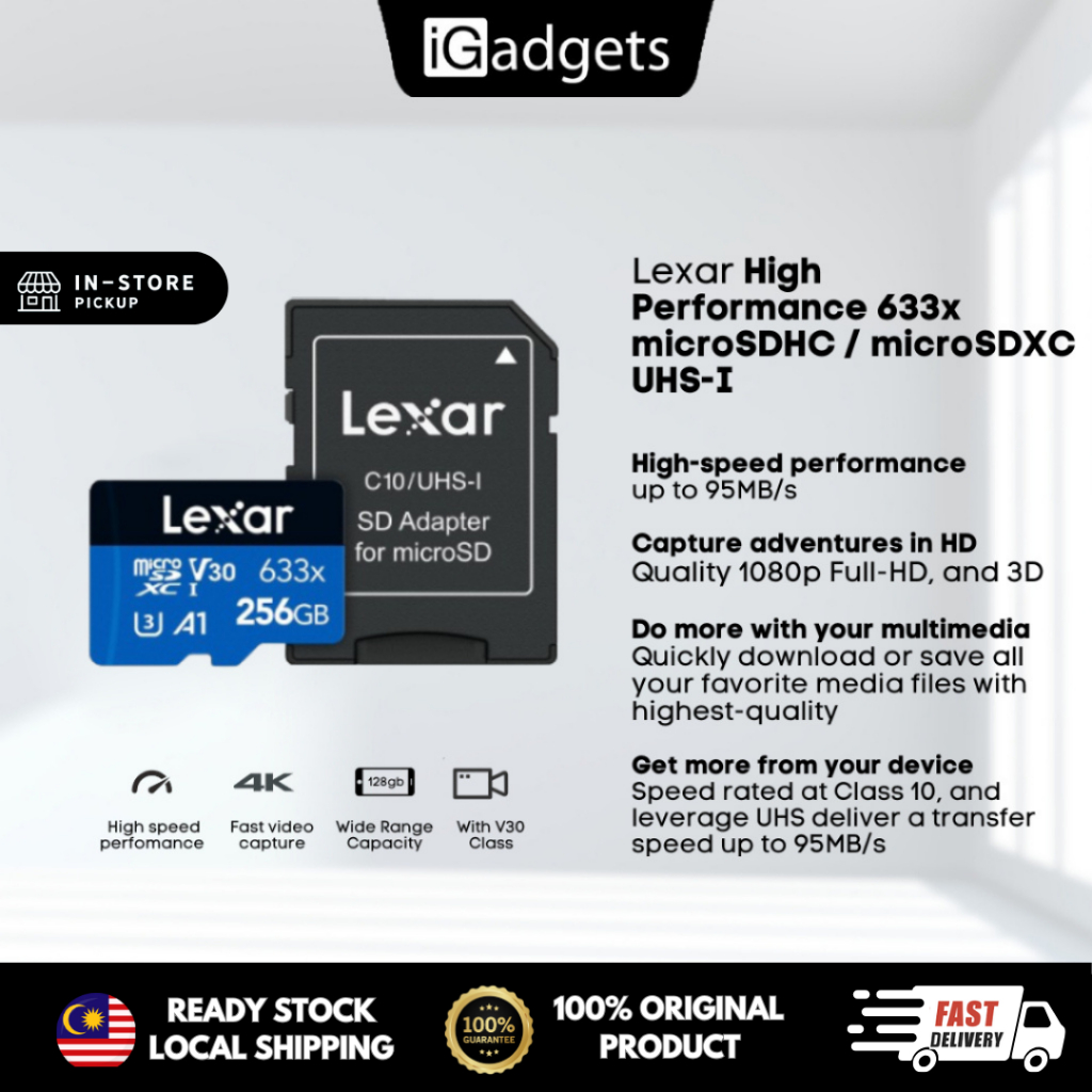 256gb | Lexar Memory Card 100 MB/s Transfer 256GB SD Card + Adapter For ...
