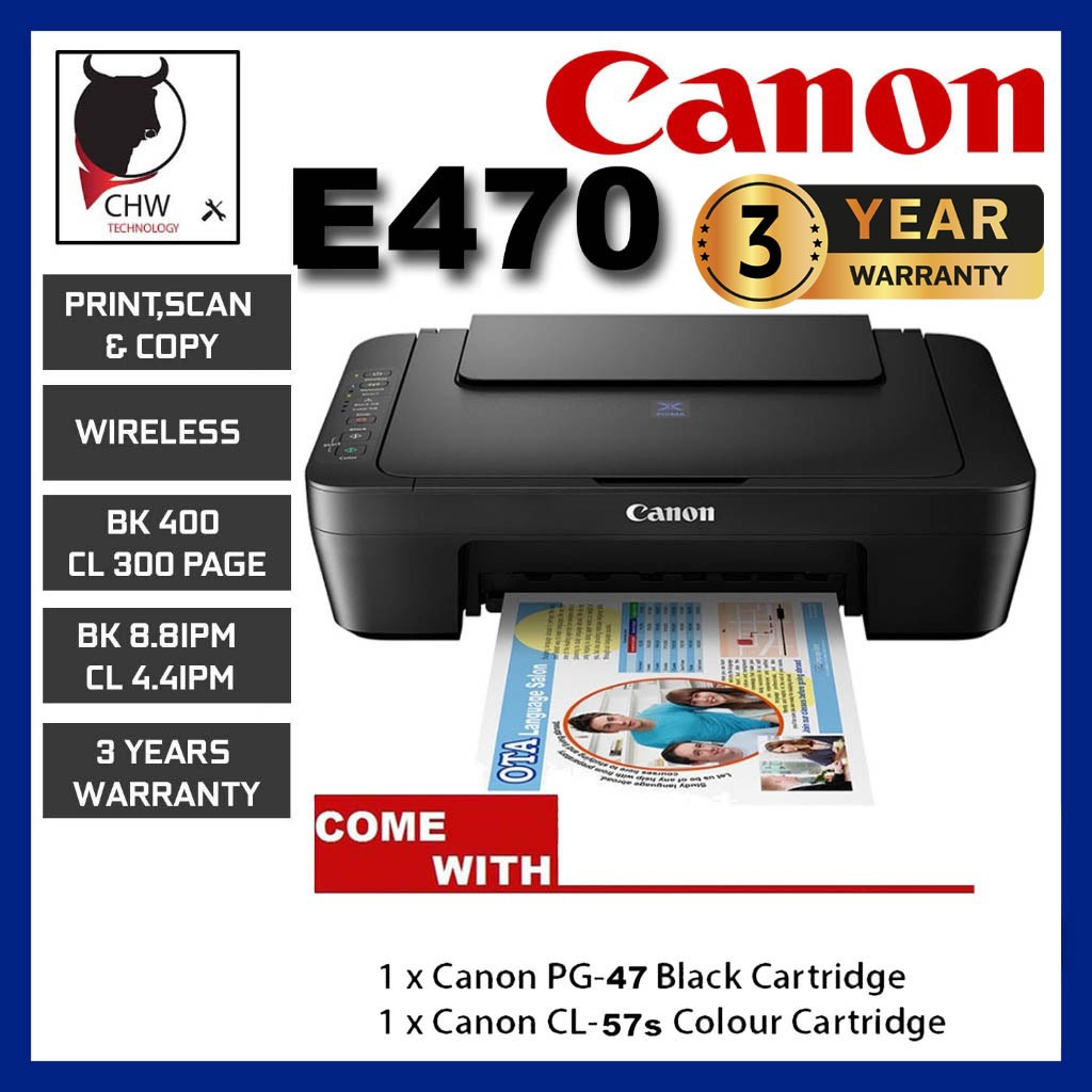 CANON ORIGINAL MALAYSIA E470 PIXMA INK EFFICIENT ALL IN ONE WIRELESS ...