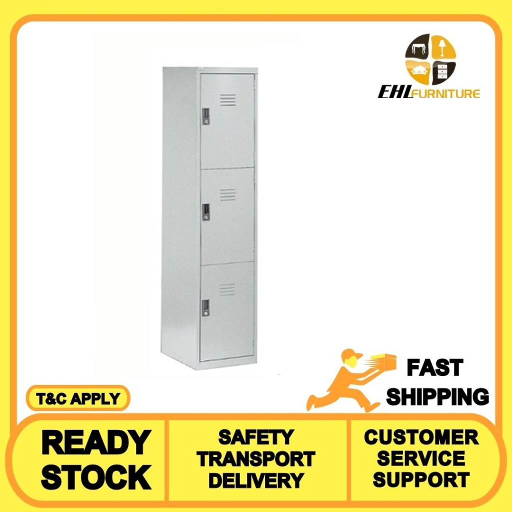 EHL FURNITURE - METAL CABINET Steel Cabinet 3 Compartment / Metal ...