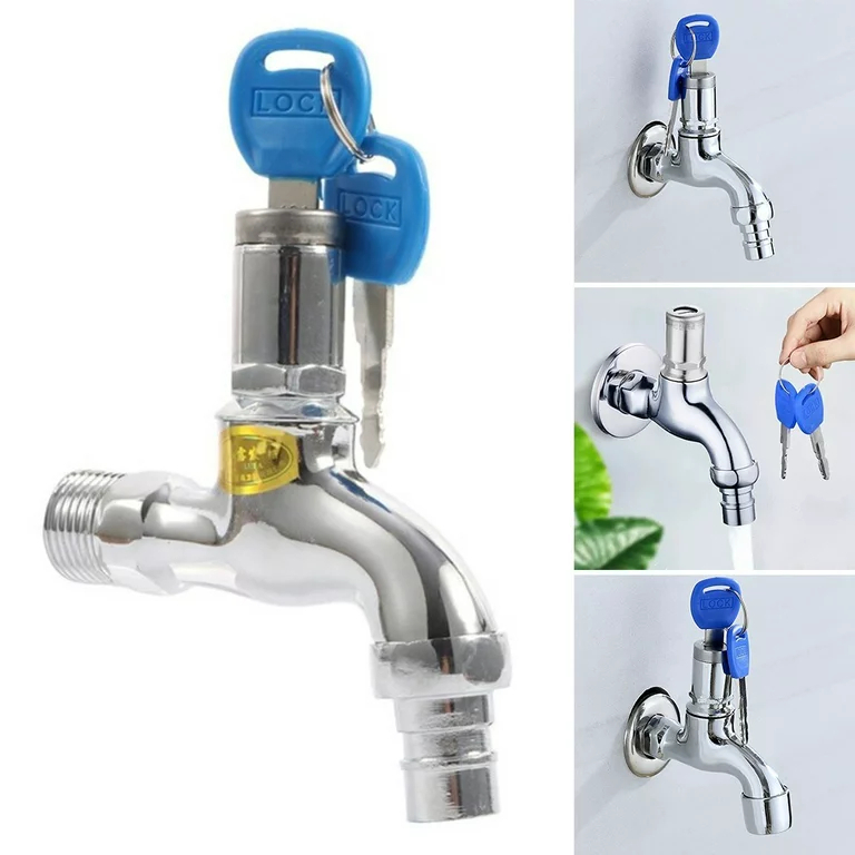 MKR 1/2" Washing Machine Faucet Water-saving Tap with Lock Keys & Anti ...