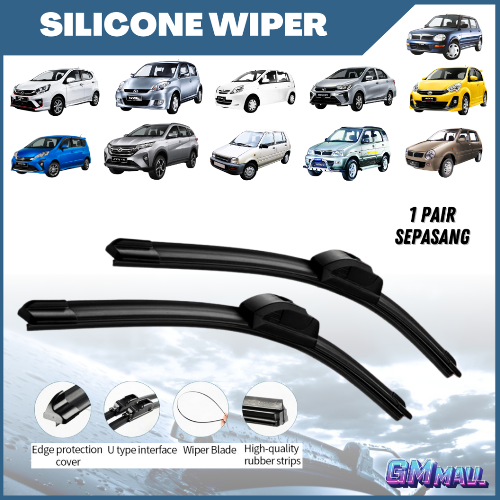 SILICONE WIPER PERODUA MYVI AXIA VIVA KELISA KENARI KANCIL BEZZA ARUZ ...