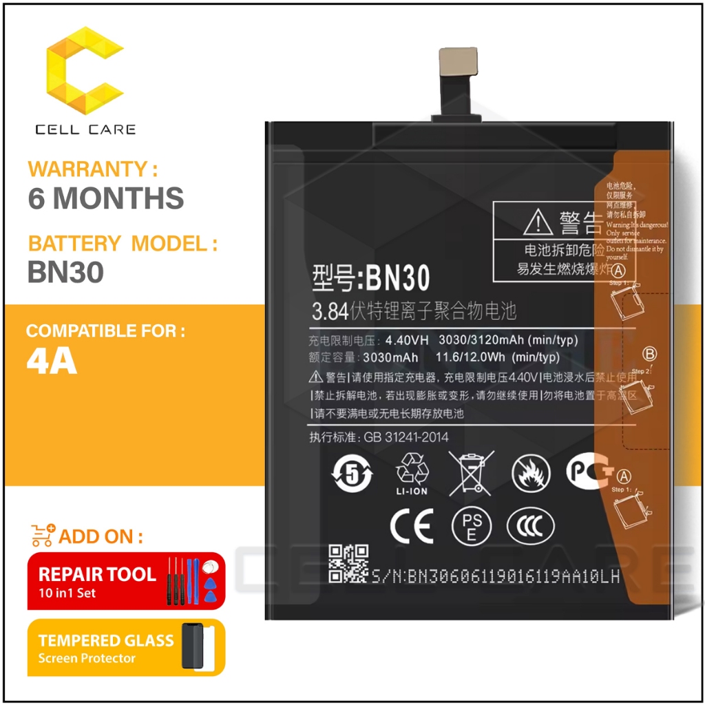 CellCare Battery Compatible For REDMI 4A BN30 (3030 mAh) | Shopee Malaysia