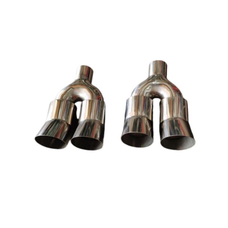 Universal Car Muffler Exhaust Stainless Steel Twin Tip Exhaust Dual Tip ...