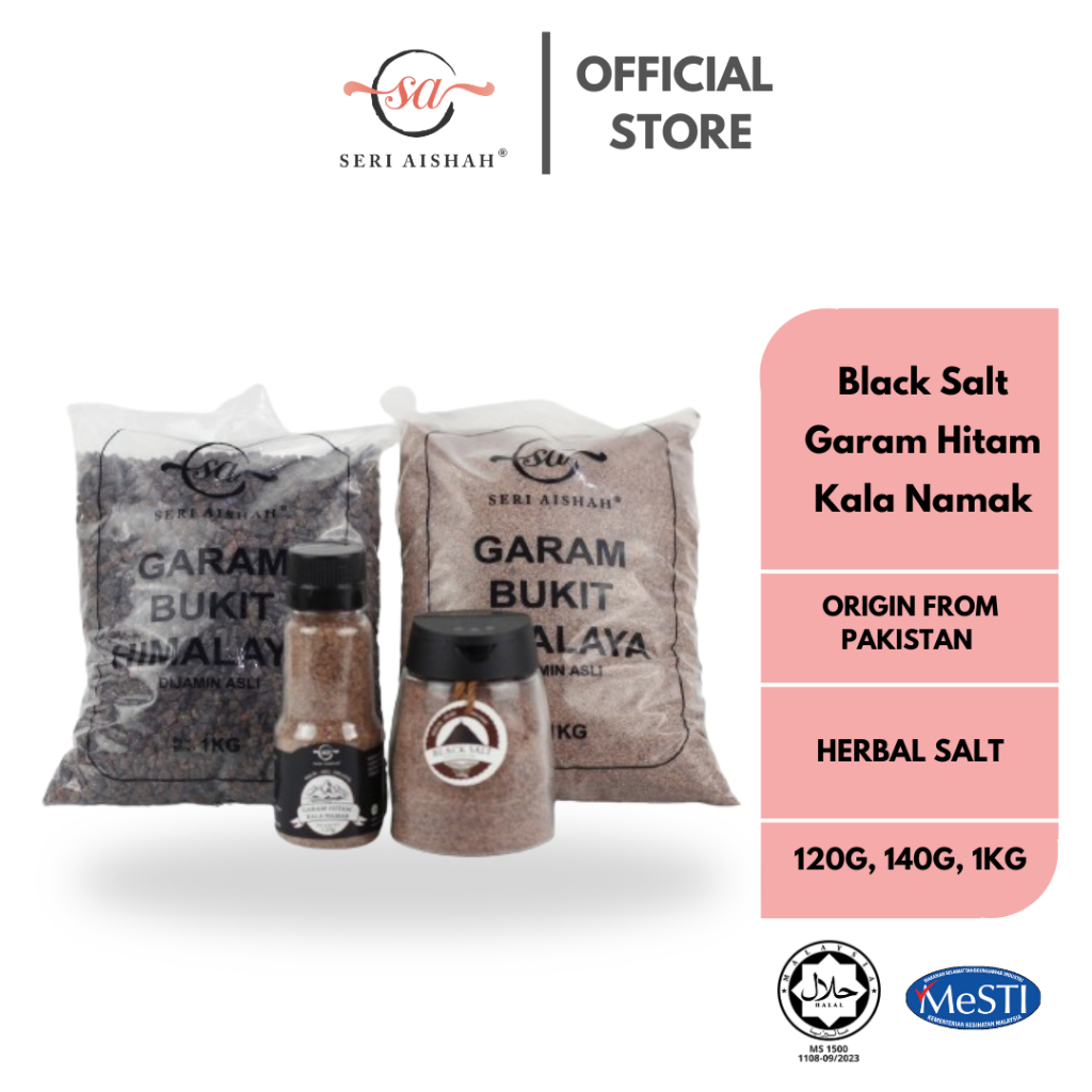 SERI AISHAH Garam bukit hitam halus kala namak black salt fine 1kg ...