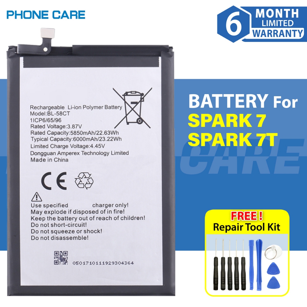 Battery BL-58CT Compatible For Tecno Spark 7 KF6 / Spark 7T KF6P (6000 ...