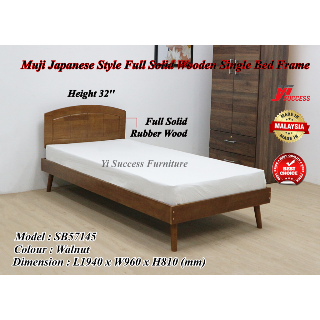 Yi Success Muji Full Solid Wooden Single Bed Frame / Modern Style ...