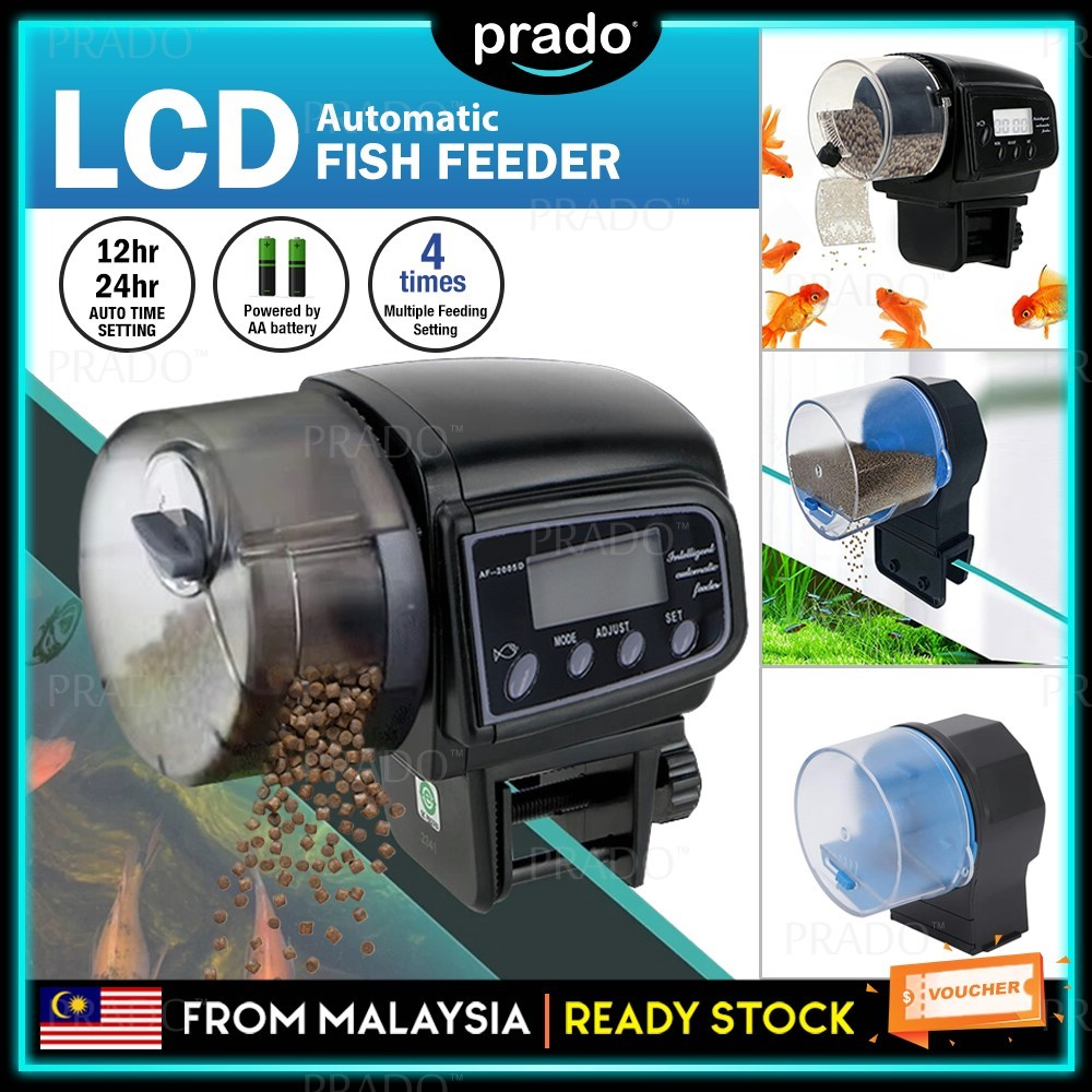 PRADO LCD Digital Automatic Aquarium Fish Food Feeder 12/24 Hours Fish ...