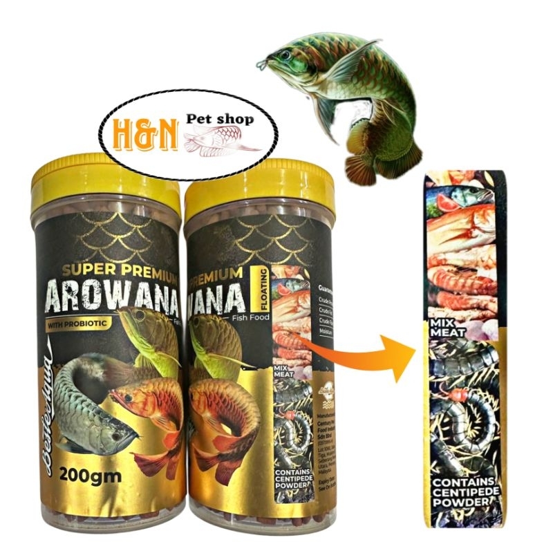 Makanan Ikan Arowana BESTE AQUA Arowana Fish Food With Probiotic 200g ...