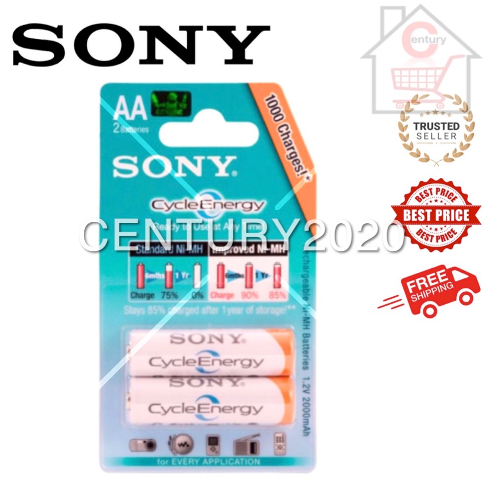 SONY AA Rechargeable Battery 1.2V Cycle Energy 2pcs/pack | Shopee Malaysia