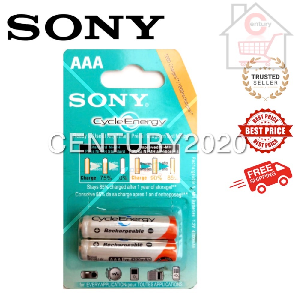 SONY AAA Rechargeable Battery 1.2V Cycle Energy 2pcs/pack | Shopee Malaysia