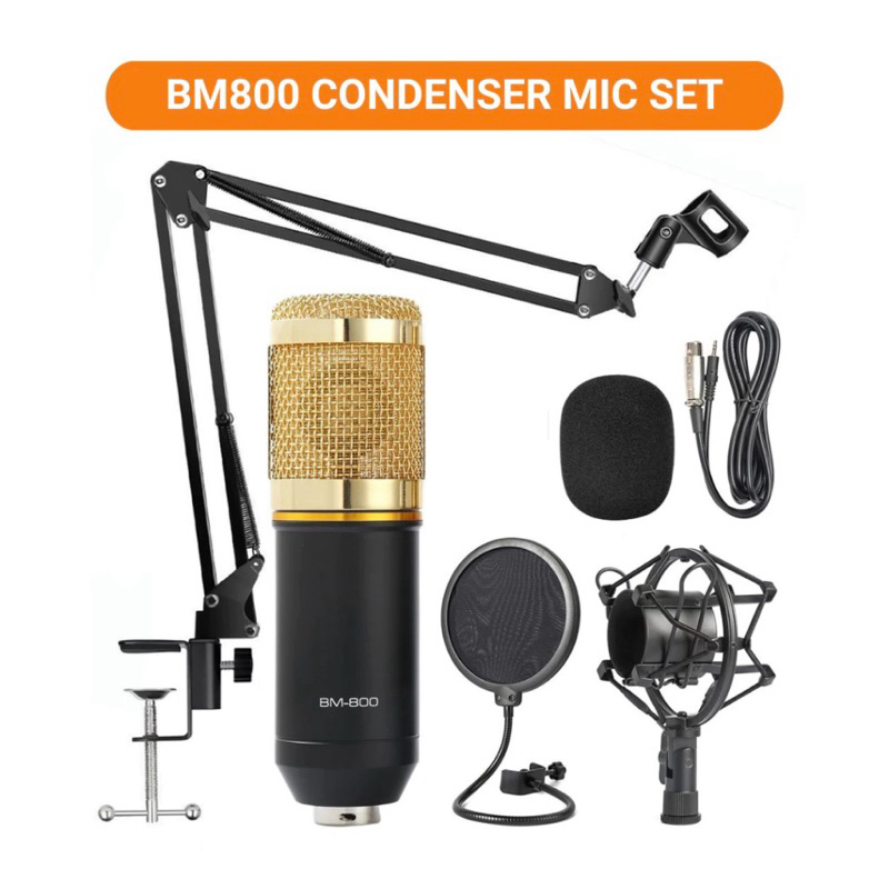 Professional Condenser Audio BM800 Studio Microphone Vocal Recording Microphone Mic Stand ...