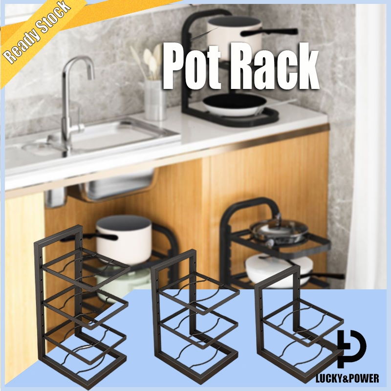 2-4 Tiers Pot Rack Adjustable Pans Organizer Racks For Kitchen Sink ...