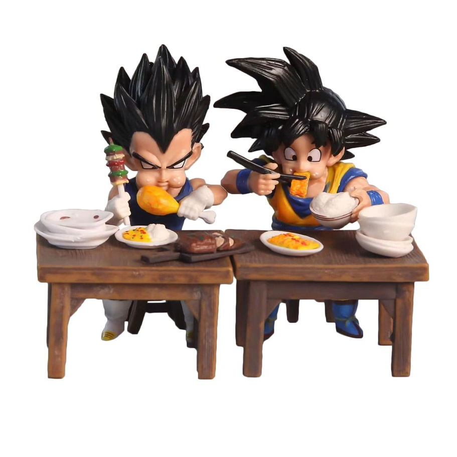 (2 Set)Goku Vegeta Dragon Ball Z Eating Food Table Anime Boxed Model ...