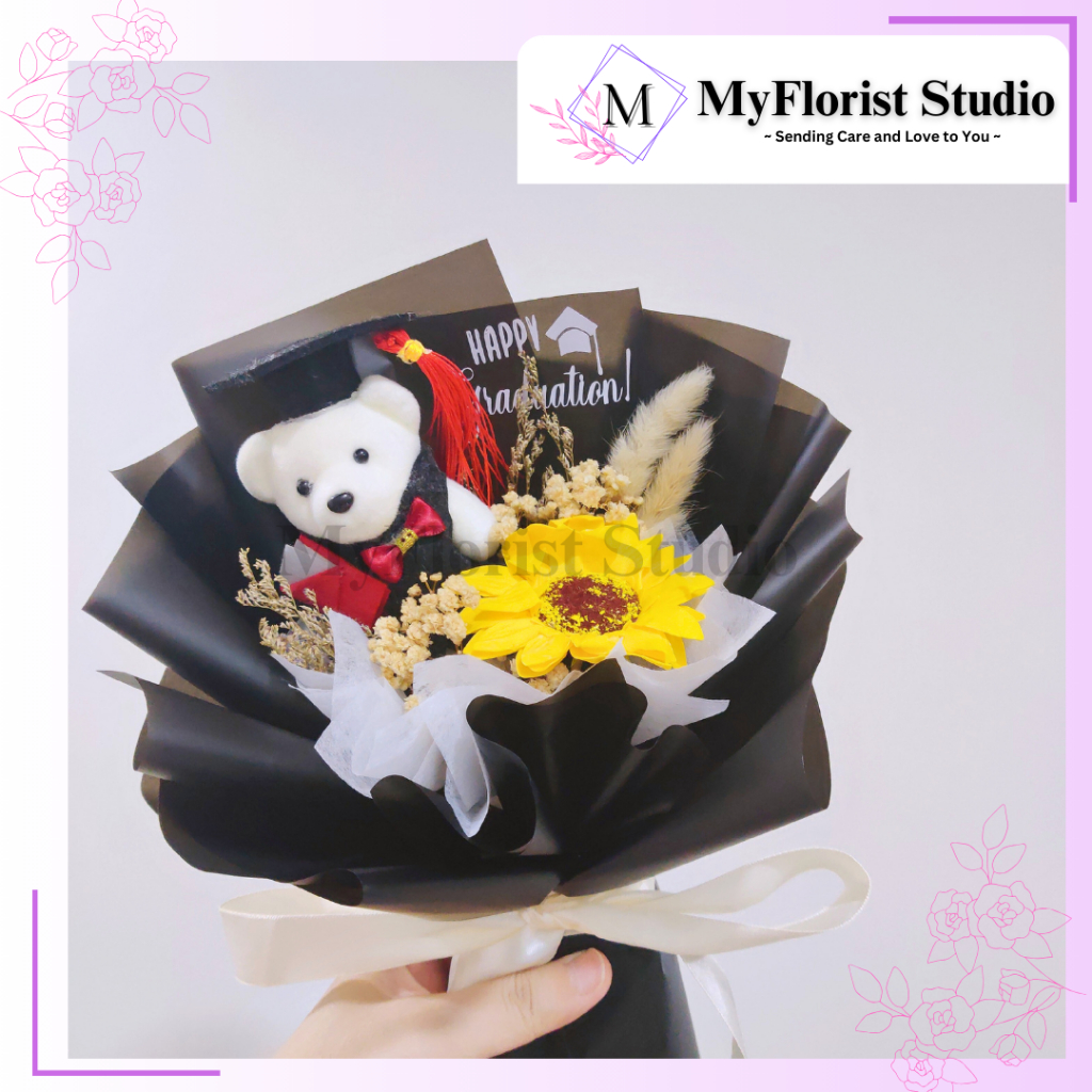 Ready Stock Graduation Bear Soap Sunflower Bouquet For Graduation ...