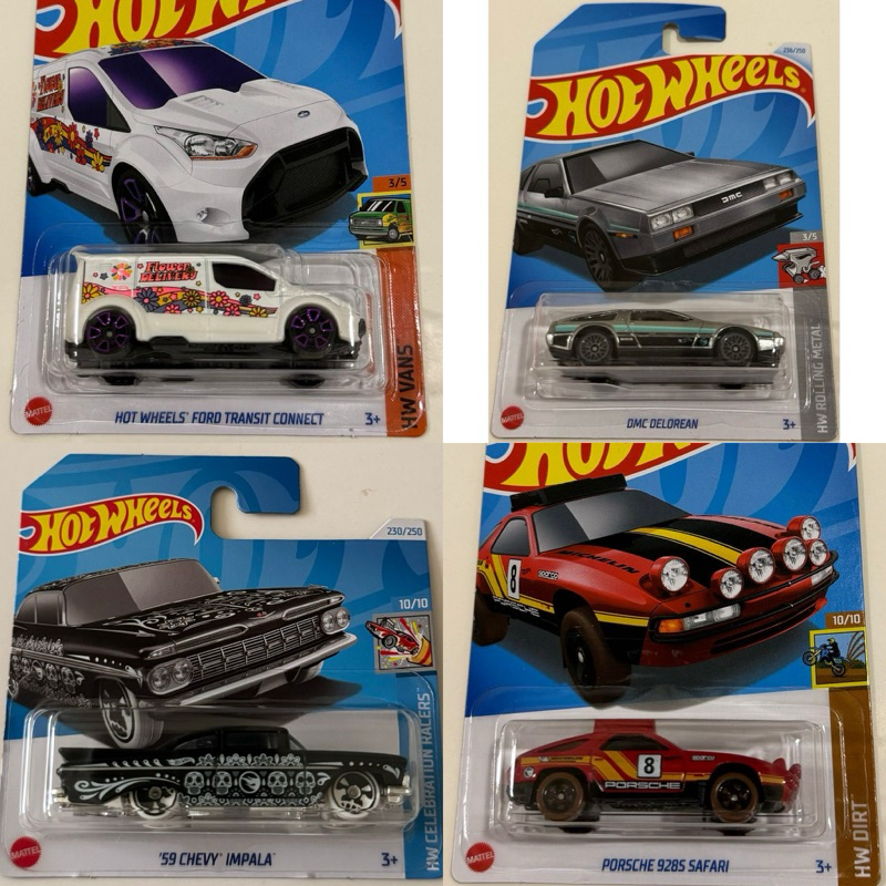 Hotwheels RTH Case M, N, P, Q 2024 ; Ford Transit Connect, DMC Delorean ...