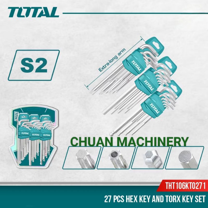 (Ready Stock)TOTAL 9 Pcs Hex Key , Size : 1.5mm - 10mm ,Extra Long Arm ...