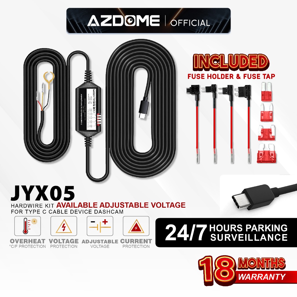 AZDOME Type C Hardwire Kit for M27S/M560/M330 Dash Cam JYX05 | Shopee ...