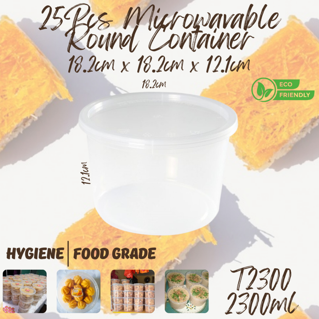 FC 2300 / T2300 25 In 1 2300ml Microwavable Round Container - Felton ...