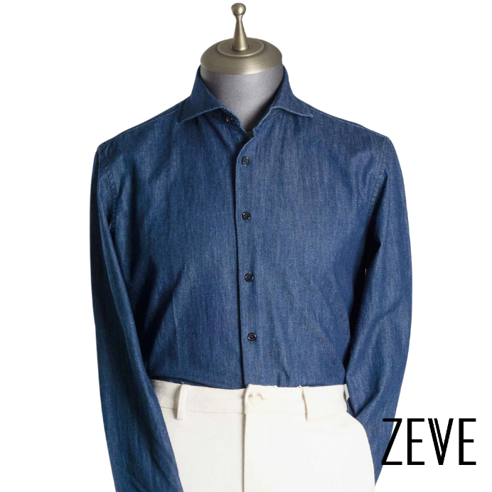 Zeve Chambray Shirt - Dark Blue Windsor Collar – Kolar Windsor | Kemeja ...