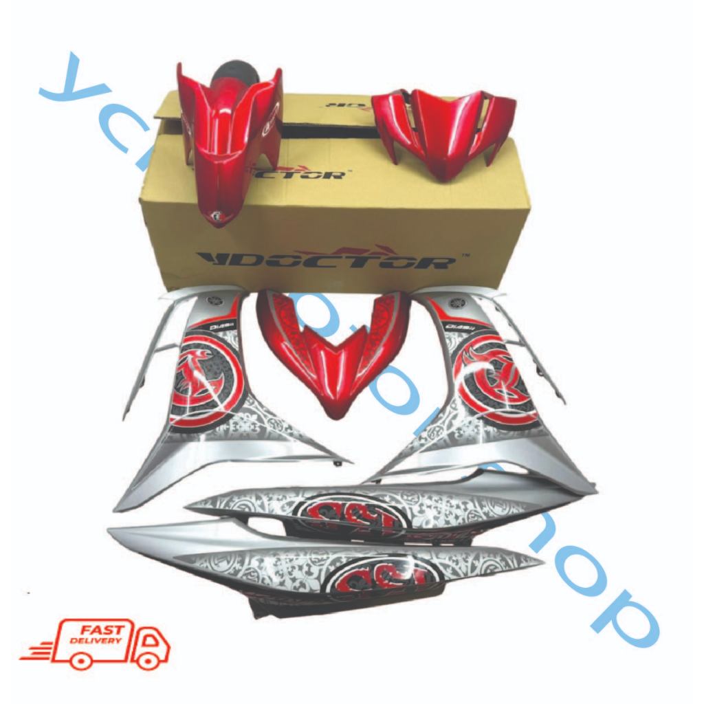YAMAHA LC135 FI LC 135 FI 135LC FI V8 BATIK MERAH PERAK BODY COVER SET ...