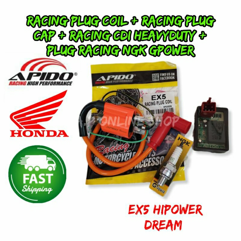 APIDO Honda Ex5 Hipower Dream Plug Coil Racing + Cdi Racing + Plug Cap ...