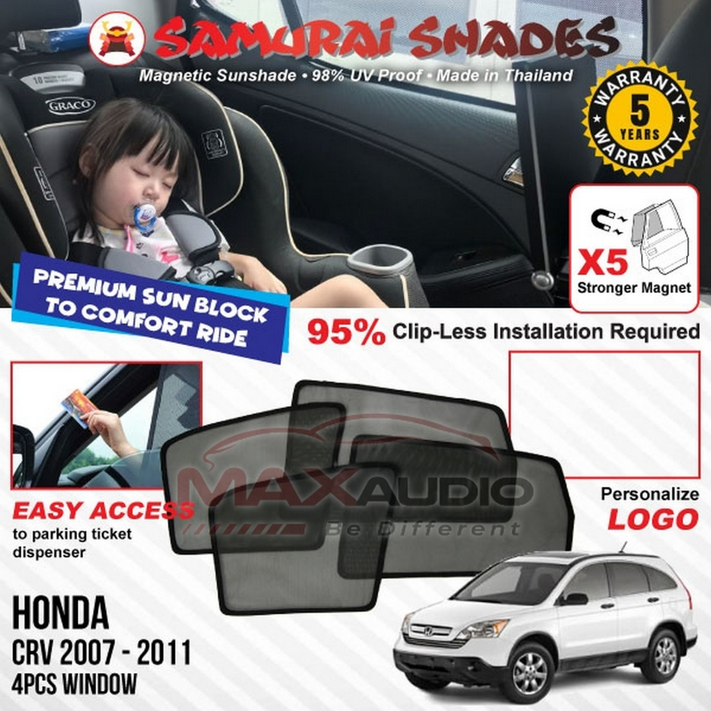 (5-Yrs Warranty) HONDA CRV 2007 - 2011 SAMURAI SHADES Premium Magnetic Sunshade Car Sun Shade ...
