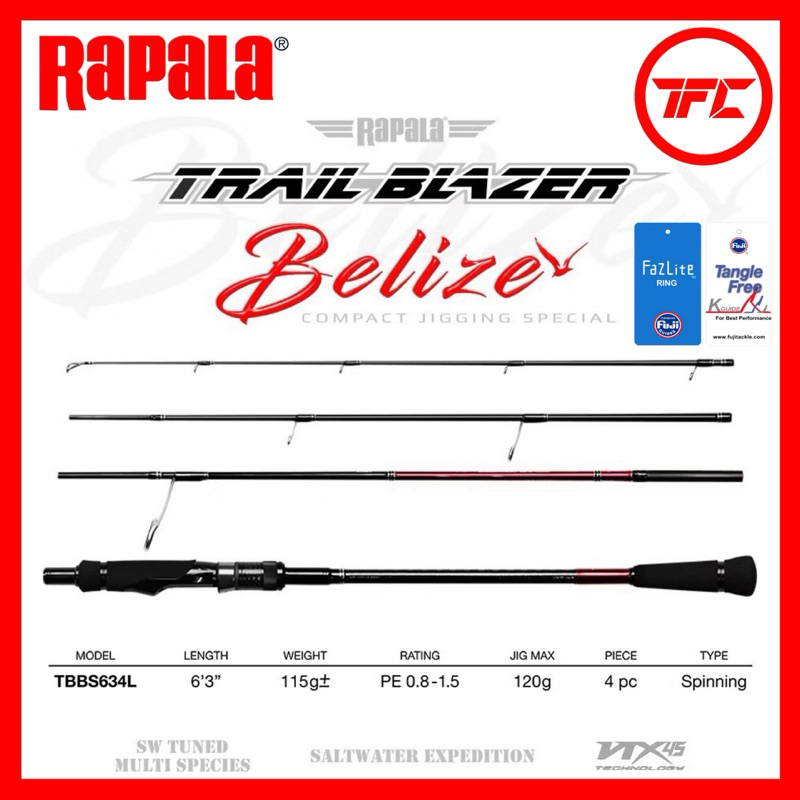 RAPALA Trail Blazer Belize Compact Jigging Baitcast & Spinning Travel ...
