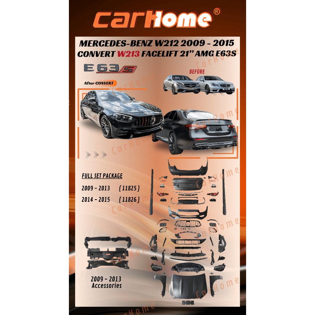 MERCEDES-BENZ W212 E-CLASS 2009 - 2013 CONVERT W213 FACELIFT AMG E63s ...
