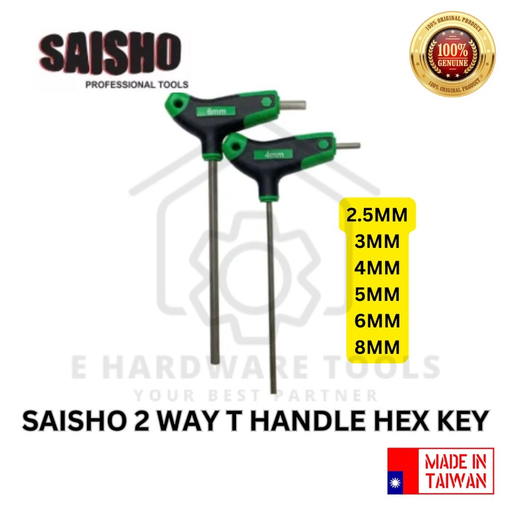 SAISHO 2 Way T Handle Hex Key 2.5MM 3MM 4MM 5MM 6MM 8MM | Shopee Malaysia