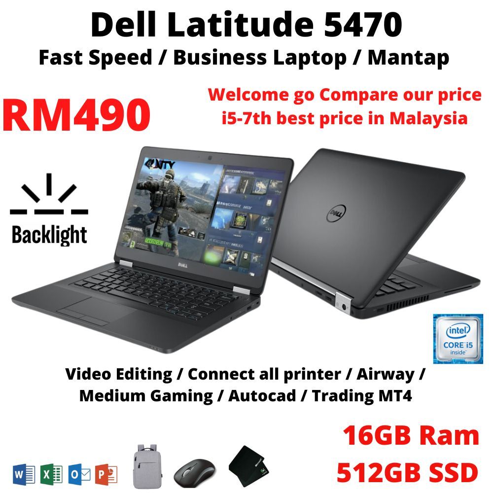 Dell latitude 5470 Intel Core i5 Turbi LED keyboard light 16GB Ram ...