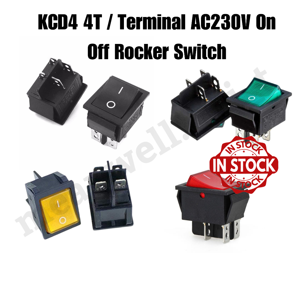 (1pc) KCD4 4pin / 4 Terminal Ac250v 15a On Off Rocker Switch (READY ...