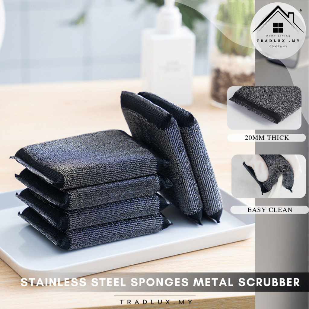 Tradlux Sponge Clean Stainless Steel Sponges Metal Scrubber Sponge ...