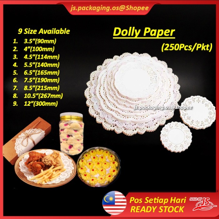 Dolly Paper / kertas dolly - 3.5" - 12" x 250Pcs/Pkt / Kertas Minyak ...