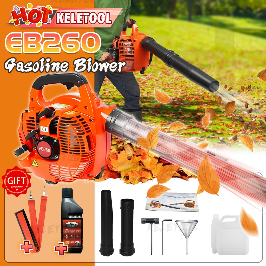 KELETOOL Portable Gasoline Petrol Blower EB260 2-Stroke Gas Leaf Blower Angin Daun Hand Air ...