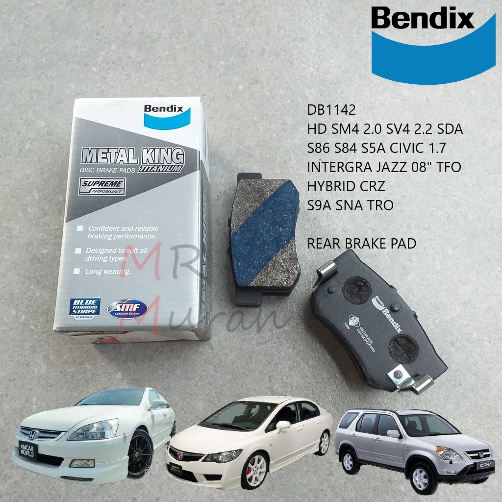 Original Bendix DB1142 ACCORD SDA SM4 SV4 SNA CIVIC JAZZ CRV S9A S5A 1.7 S Rear disc pad brake ...