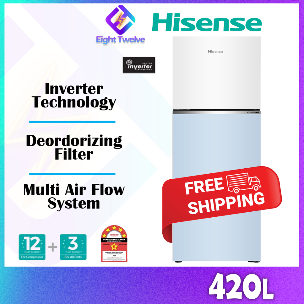 [FREE DELIVERY] 420L HISENSE Inverter 2 Door Fridge Peti Sejuk | Shopee Malaysia