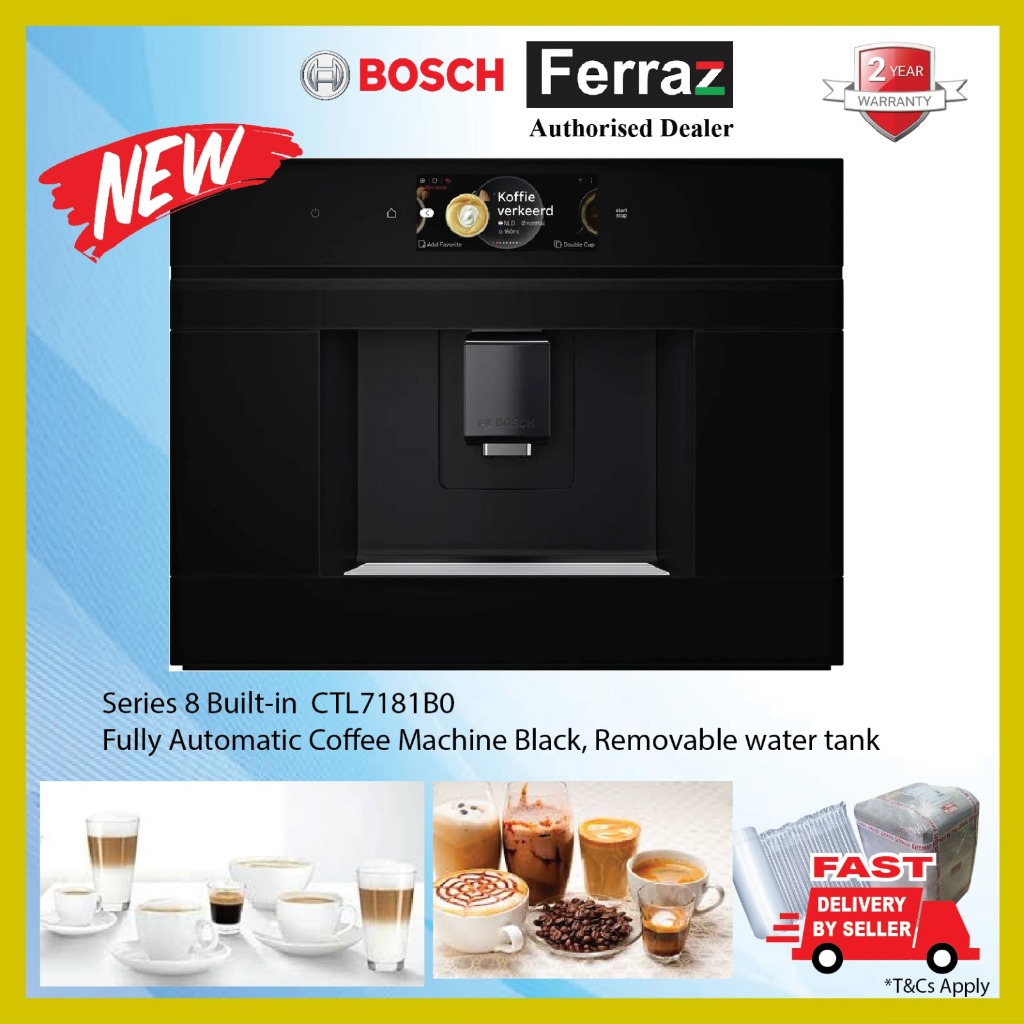 Bosch CTL7181B0 Series 8 Built In Fully Automatic Coffee Machine Black ...