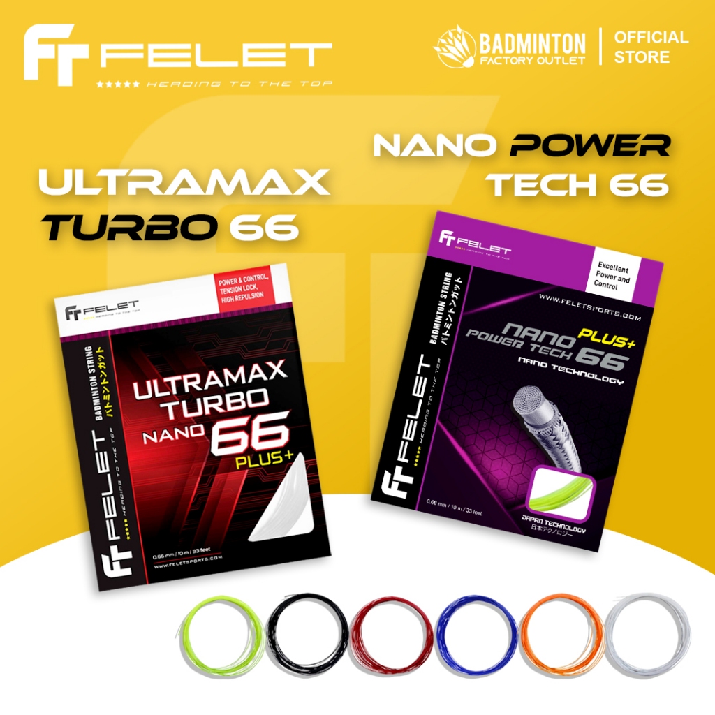 FELET Original Badminton String - Ultramax Turbo Nano 66 Plus+ / Nano ...
