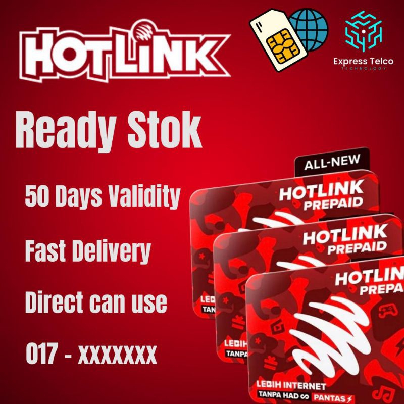 Hotlink Prepaid Simkad 4G 50 Days Validity Siap can use | Shopee Malaysia