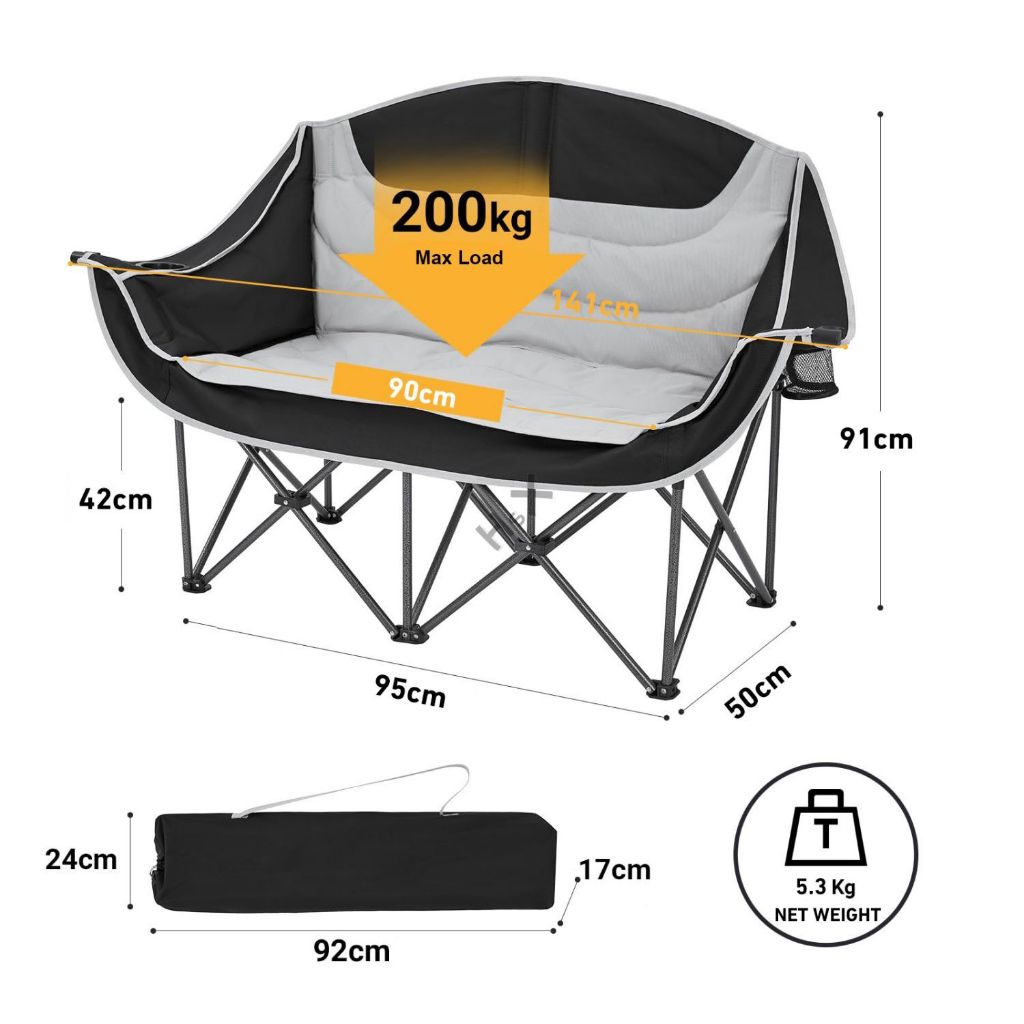 Double Moon Chair Outdoor Folding Chair Sofa Chair Portable Camping ...