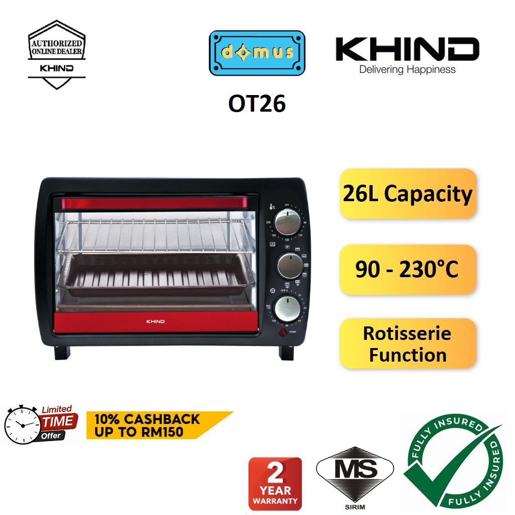 SAFE SHIPPING Khind 26L Electric Oven Grill Oven Toaster With ...